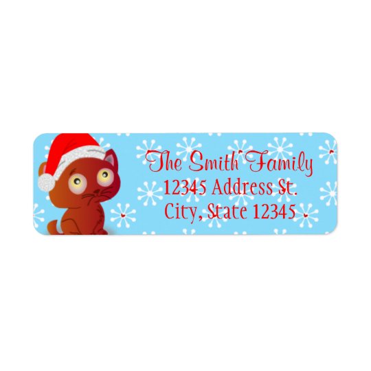 Christmas Cat Return Address Labels Zazzle