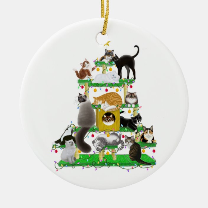 Christmas Cat Tree Ornament | Zazzle
