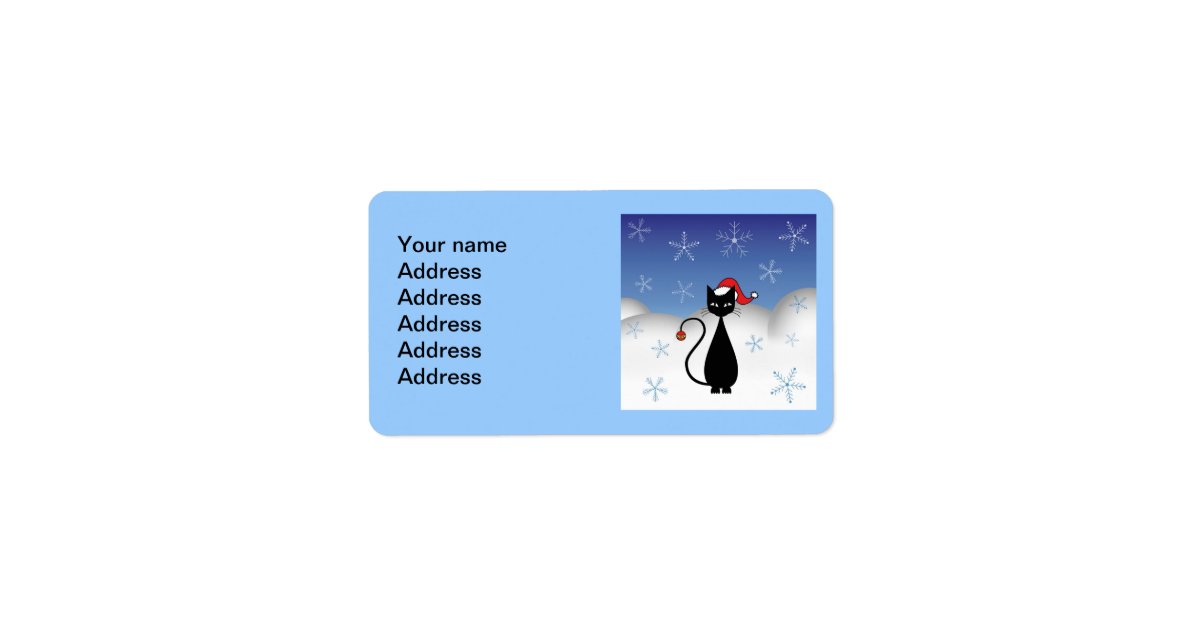 Christmas Cat with Snowflakes Label | Zazzle