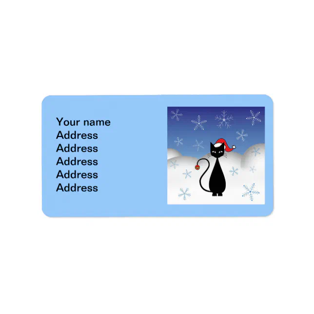 Christmas Cat with Snowflakes Label | Zazzle
