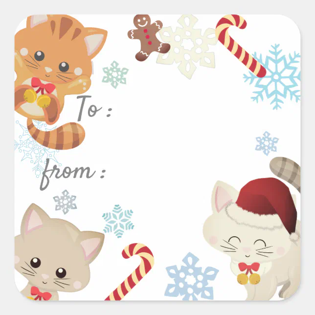 Christmas Cats, Snowflake Pattern Holiday Gift Tag | Zazzle