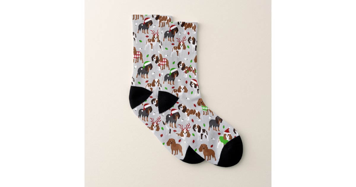 Christmas Cavalier King Charles Spaniel Socks | Zazzle