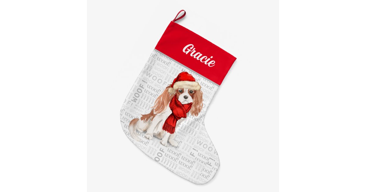 Christmas Cavalier King Charles with Dog's Name Large Christmas ...