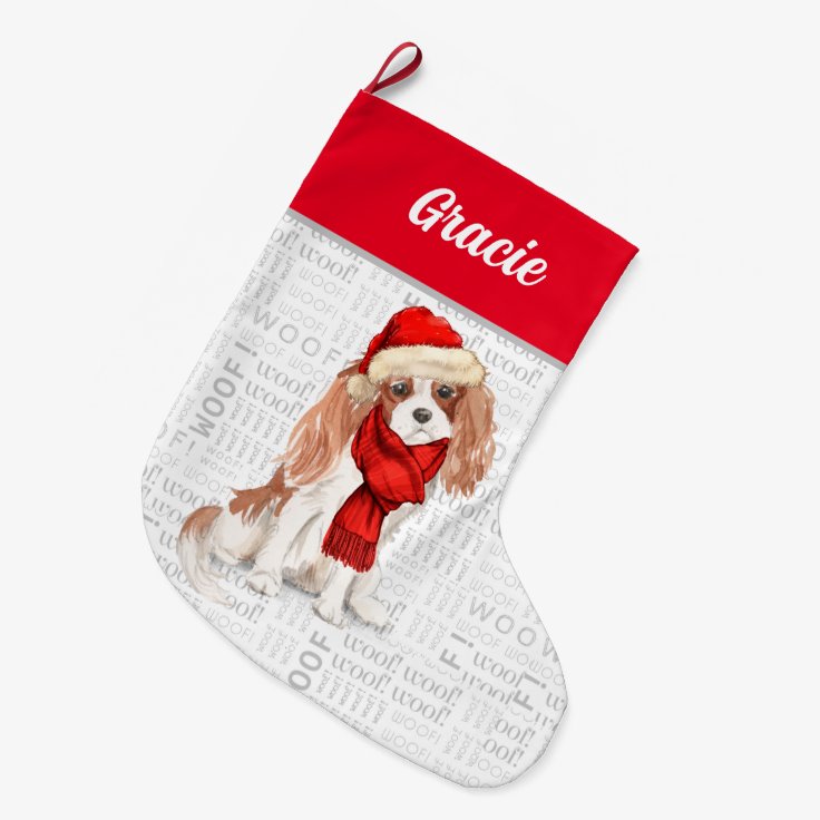 Christmas Cavalier King Charles with Dog's Name Large Christmas ...