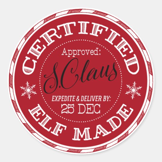 Christmas | Certified Elf Made Classic Round Sticker | Zazzle.com