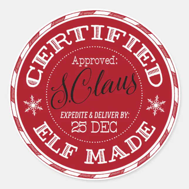 Christmas | Certified Elf Made Classic Round Sticker | Zazzle