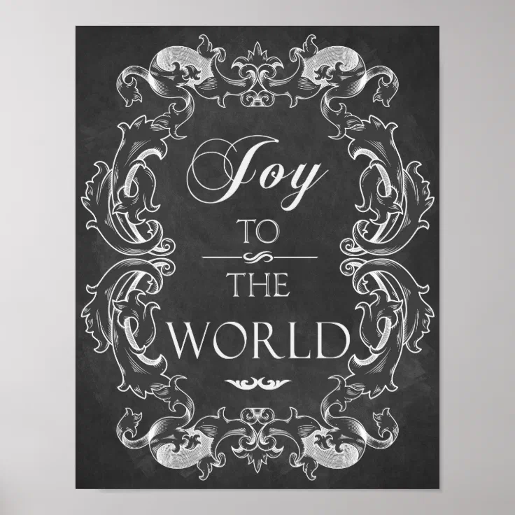 Christmas chalkboard Joy To The World Quote Art Poster | Zazzle