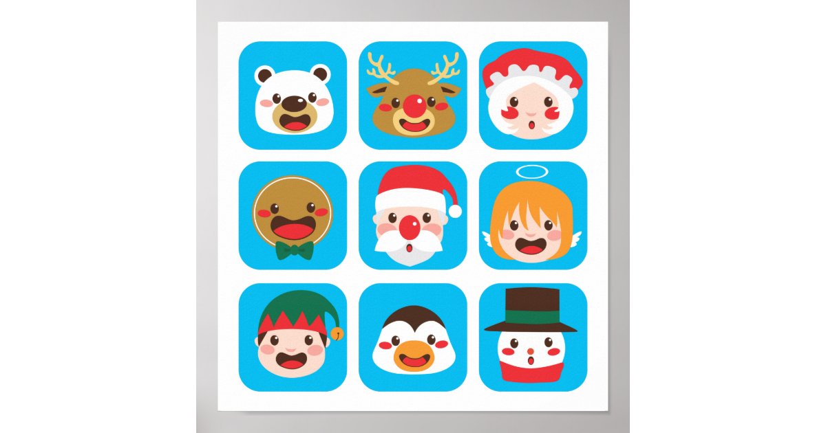 Christmas Character Faces Poster | Zazzle