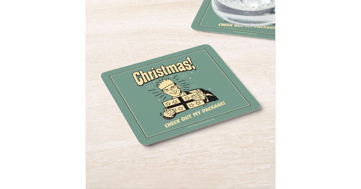 Christmas: Check Out My Package Square Paper Coaster | Zazzle