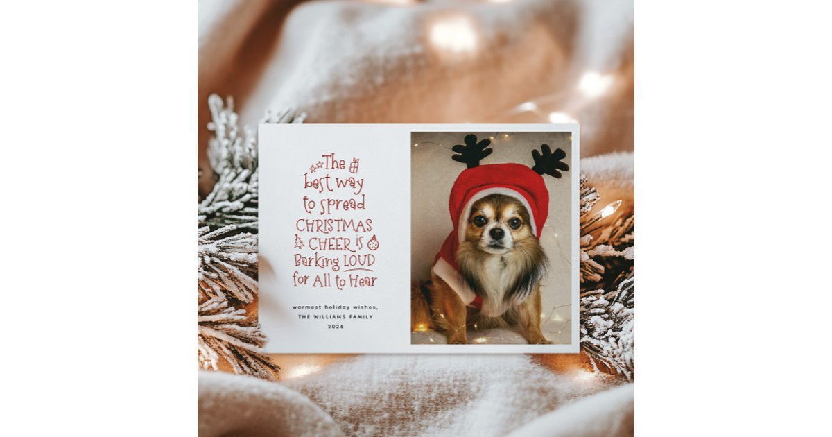Christmas Cheer Pet Photo Holiday Card | Zazzle