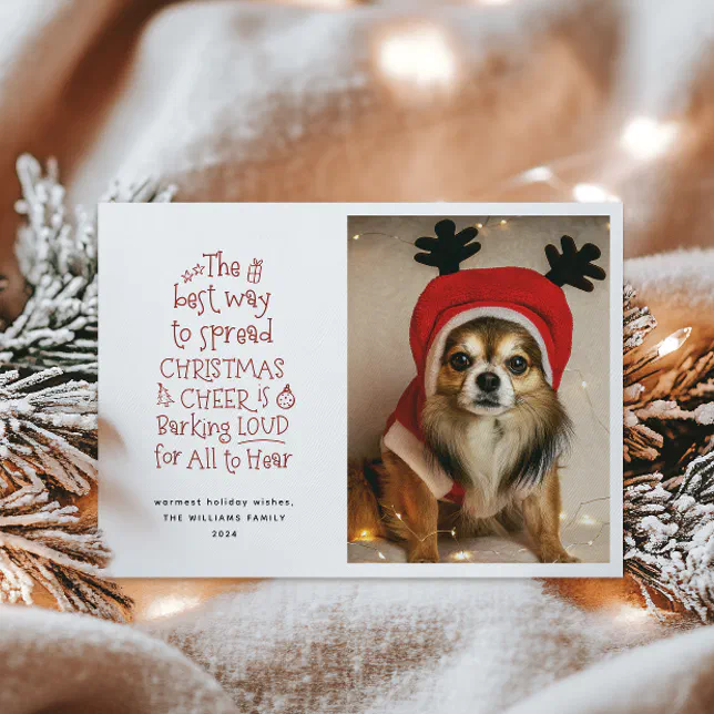 Christmas Cheer Pet Photo Holiday Card | Zazzle