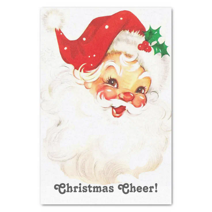 Christmas Cheer Vintage Santa Claus Face Tissue Paper | Zazzle
