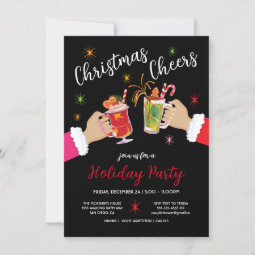 Christmas Cheers Toast Holiday Cocktail Party Invi Invitation | Zazzle