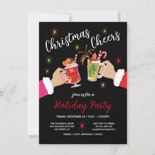 Christmas Cheers Toast Holiday Cocktail Party Invi Invitation | Zazzle