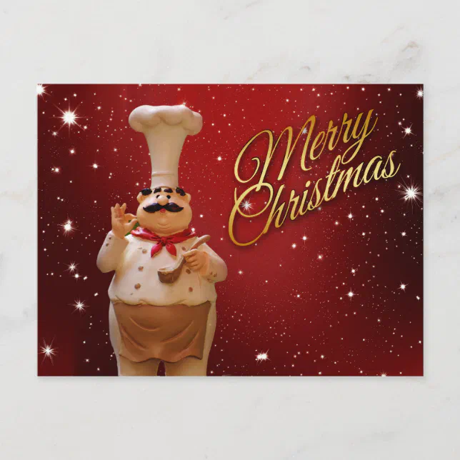 christmas chef postcard | Zazzle