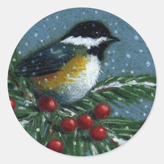 CHRISTMAS: CHICKADEE: STICKERS | Zazzle.com