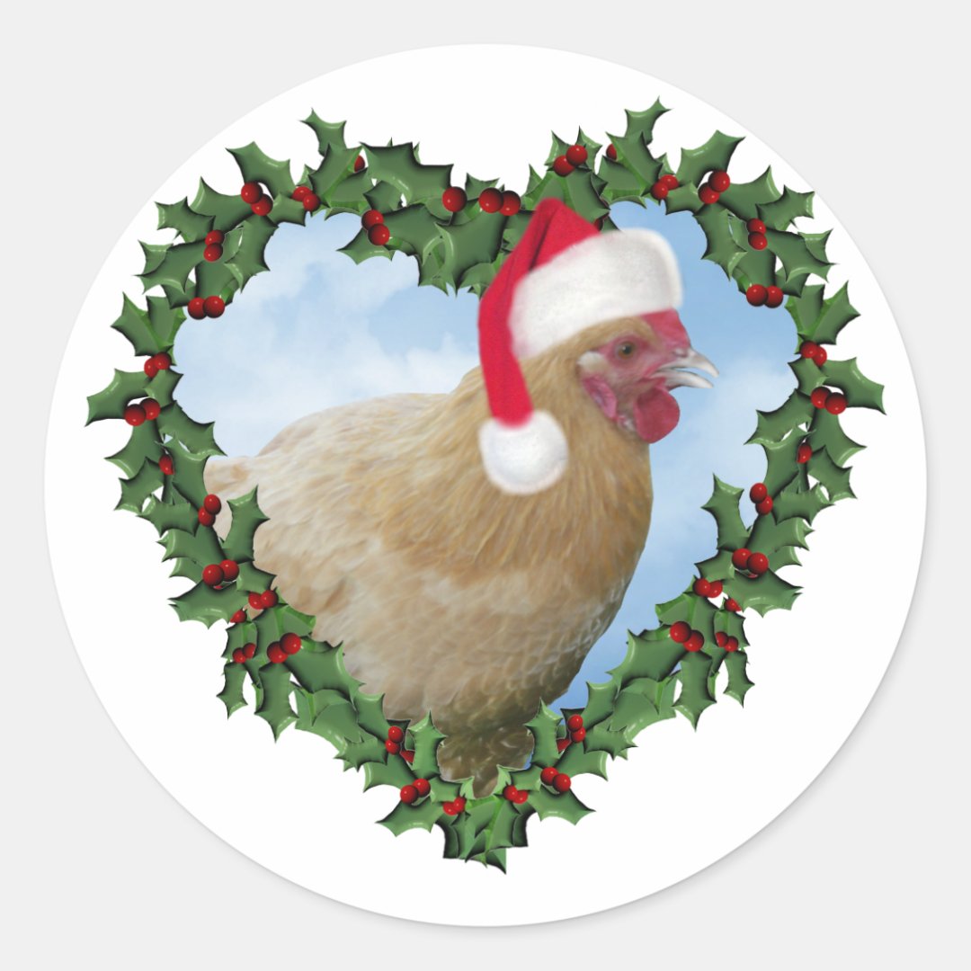 Christmas Chicken * Buff Orpington Classic Round Sticker | Zazzle