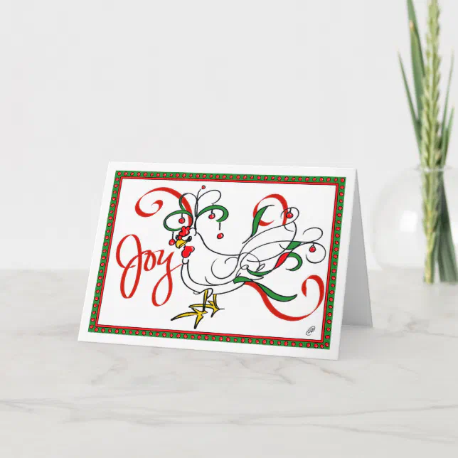 Christmas Chicken Holiday Joy Card | Zazzle