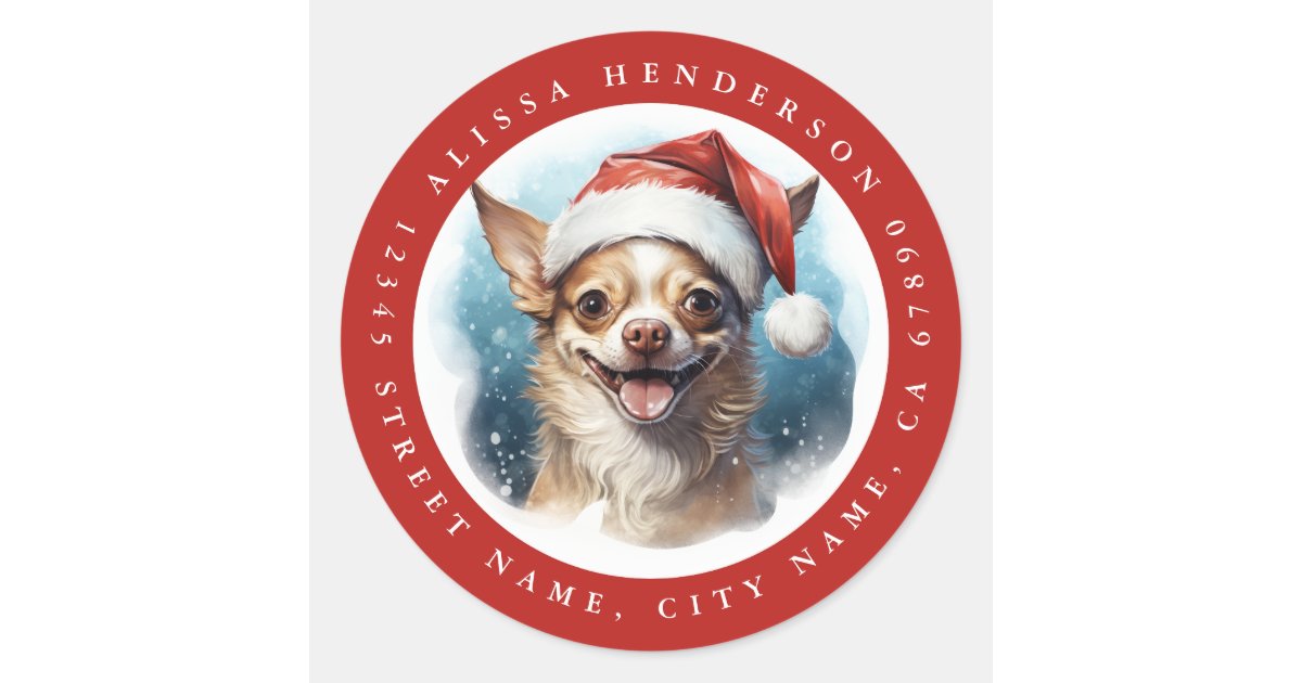 Christmas Chihuahua Dog Round Stickers | Zazzle
