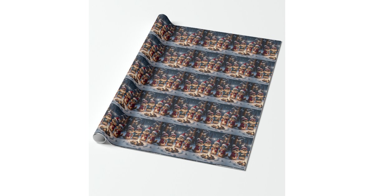 Christmas Chipmunks Wrapping Paper | Zazzle