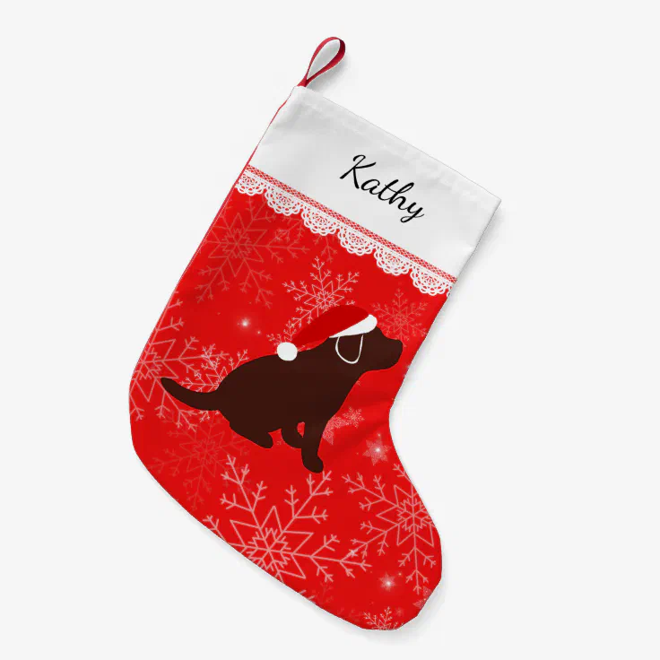 Christmas Chocolate Labrador Puppy Stocking | Zazzle