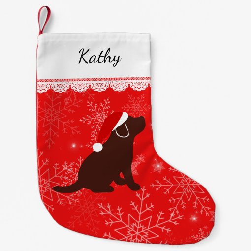 Christmas Chocolate Labrador Puppy Stocking | Zazzle