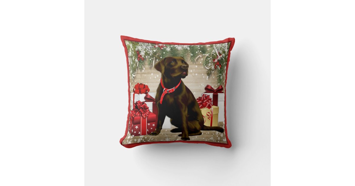 CHRISTMAS CHOCOLATE LABRADOR THROW PILLOW | Zazzle