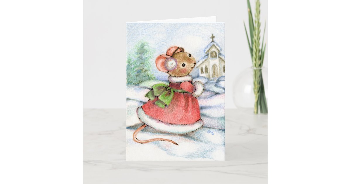 Christmas Church Mouse Card | Zazzle