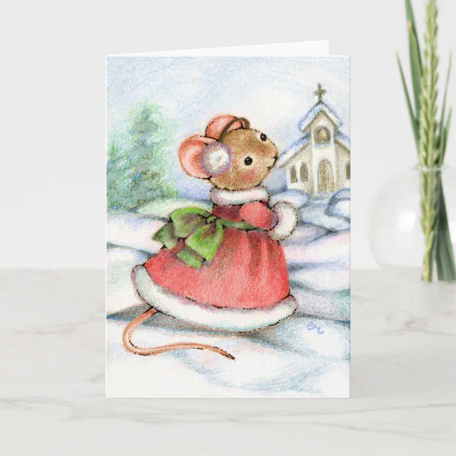 Christmas Church Mouse Card | Zazzle