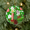 Christmas Circle Ornament, Christmas Candle Ceramic Ornament | Zazzle