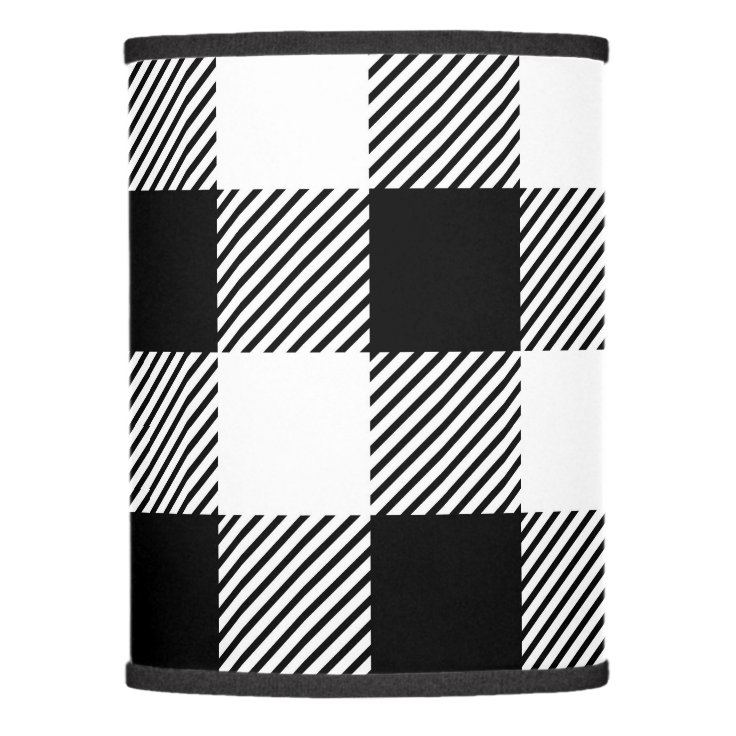 Christmas classic Buffalo check plaid pattern B&W Lamp Shade | Zazzle