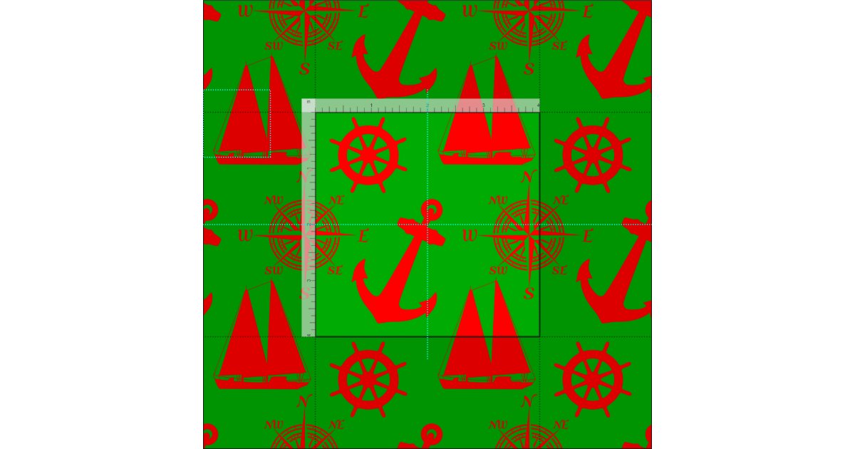 Christmas Coastal Nautical Pattern Fabric | Zazzle