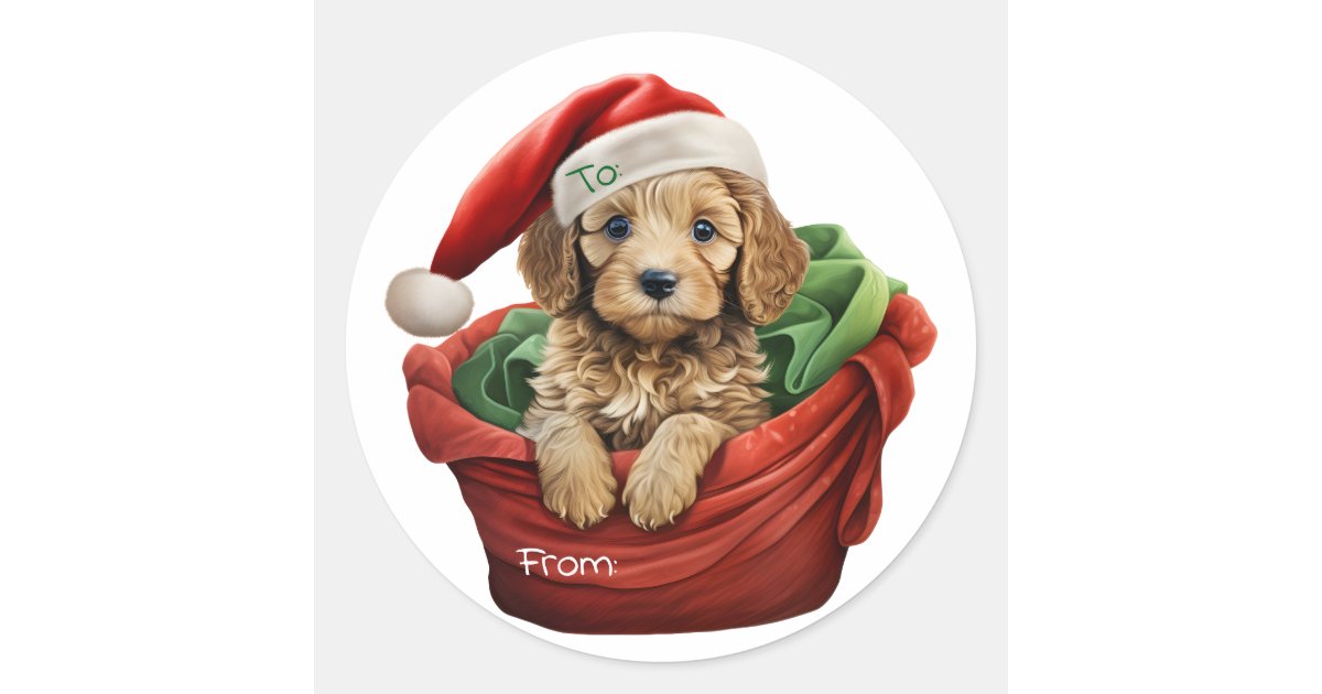 Christmas Cockapoo Puppy Sticker | Zazzle