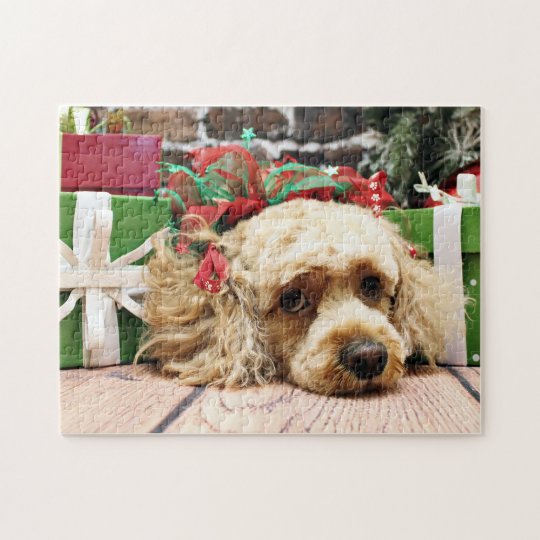 Christmas - Cockapoo - Ruby Jigsaw Puzzle | Zazzle
