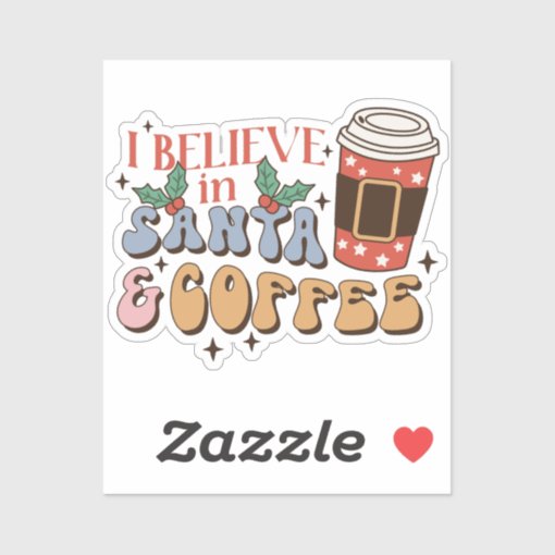 Christmas Coffee | Santa and Coffee Sticker | Zazzle