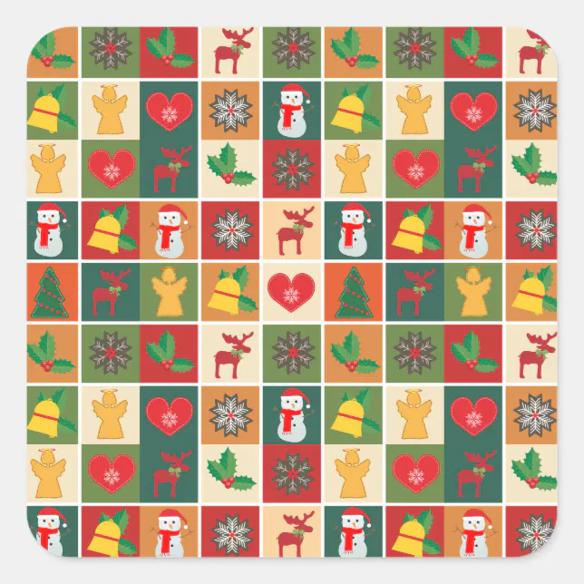 Christmas Collage Square Sticker | Zazzle