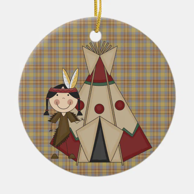 Christmas Collection Native American Indian Girl Ceramic Ornament | Zazzle