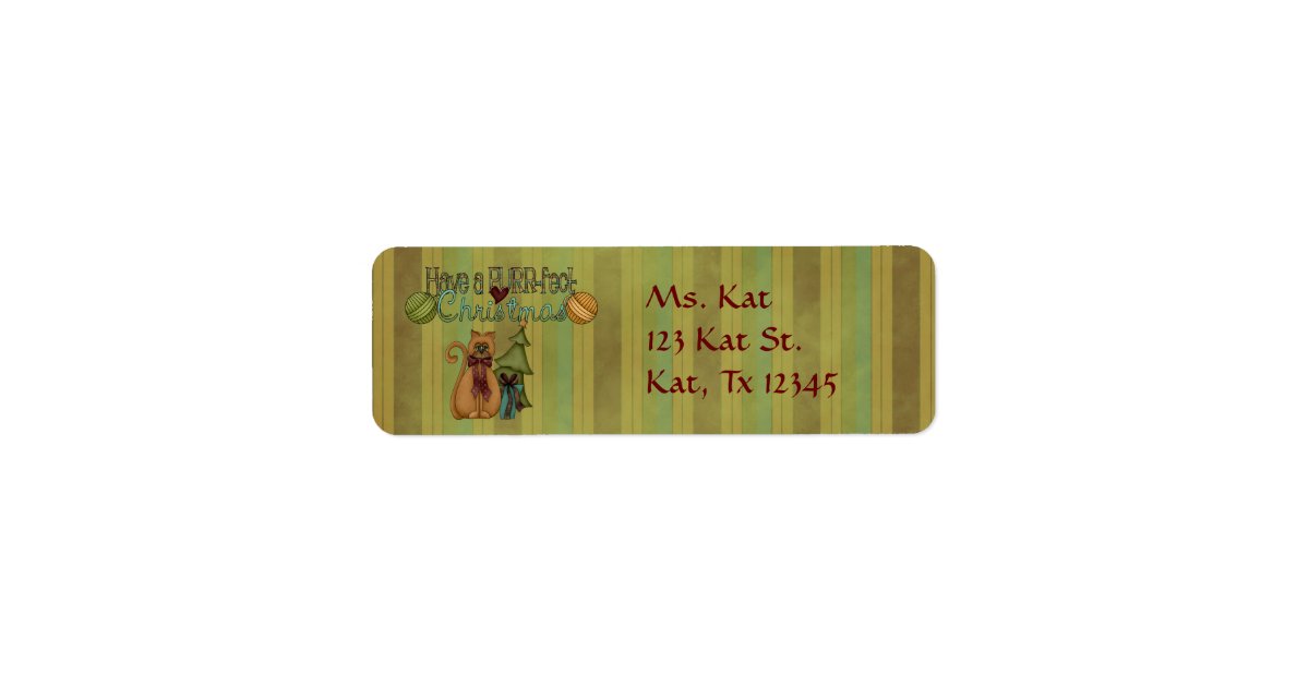 Christmas Collection Purr-fect Cat Return Address Label | Zazzle
