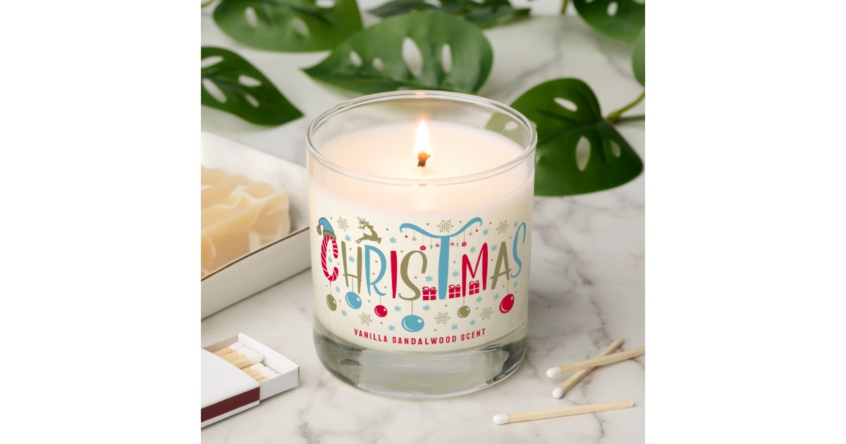 Christmas-colorful and fun typography resign scented candle | Zazzle