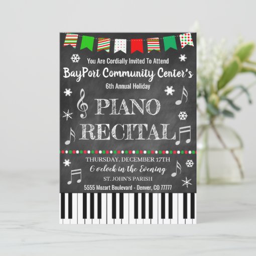 Christmas Concert Piano Recital Invitation | Zazzle
