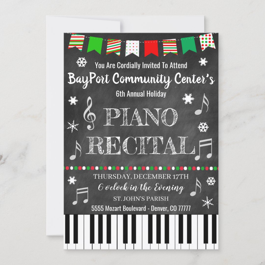 Christmas Concert Piano Recital Invitation | Zazzle