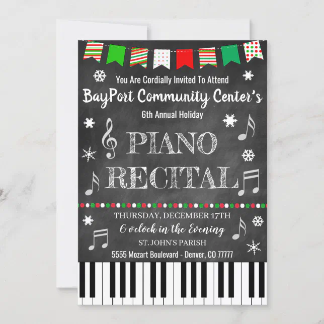 Christmas Concert Piano Recital Invitation | Zazzle