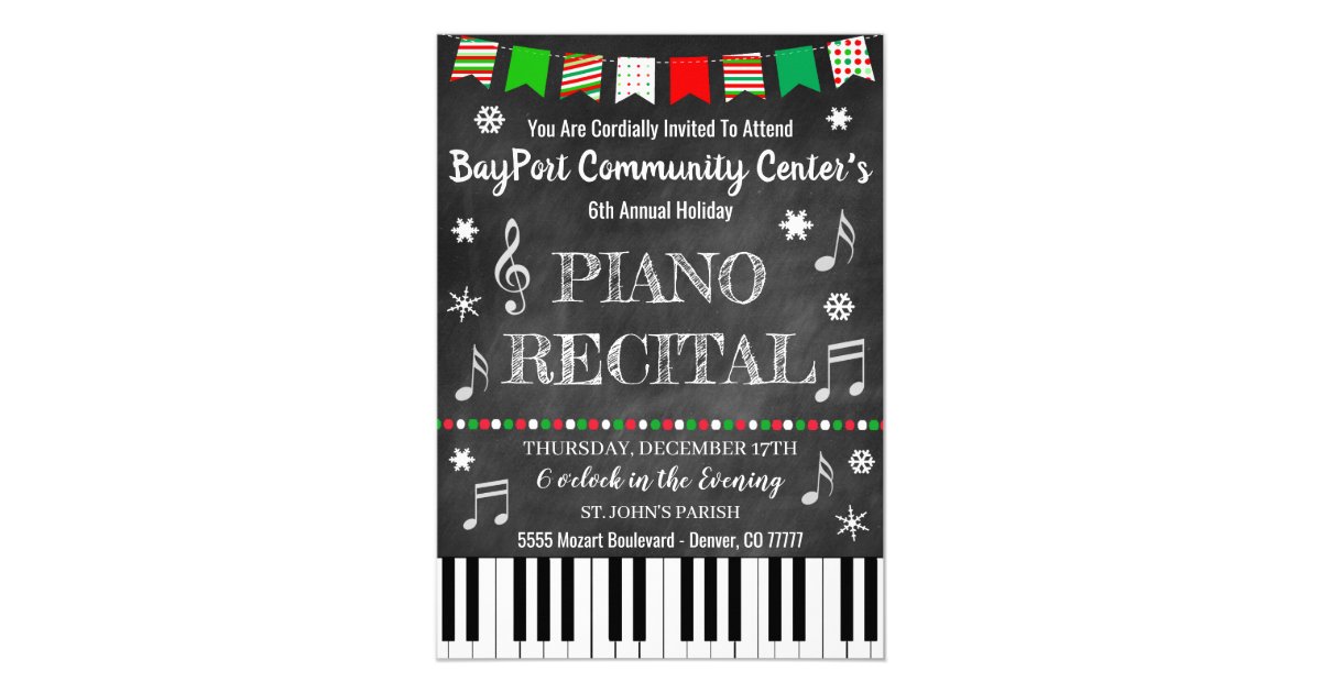 Christmas Concert Piano Recital Invitation | Zazzle.com