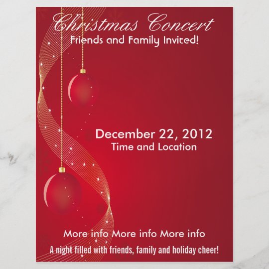 Christmas Concert Red Ornaments Flyer | Zazzle.com