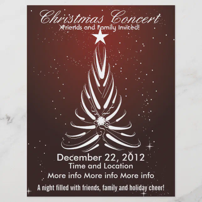 Christmas Concert White Tree Flyer | Zazzle