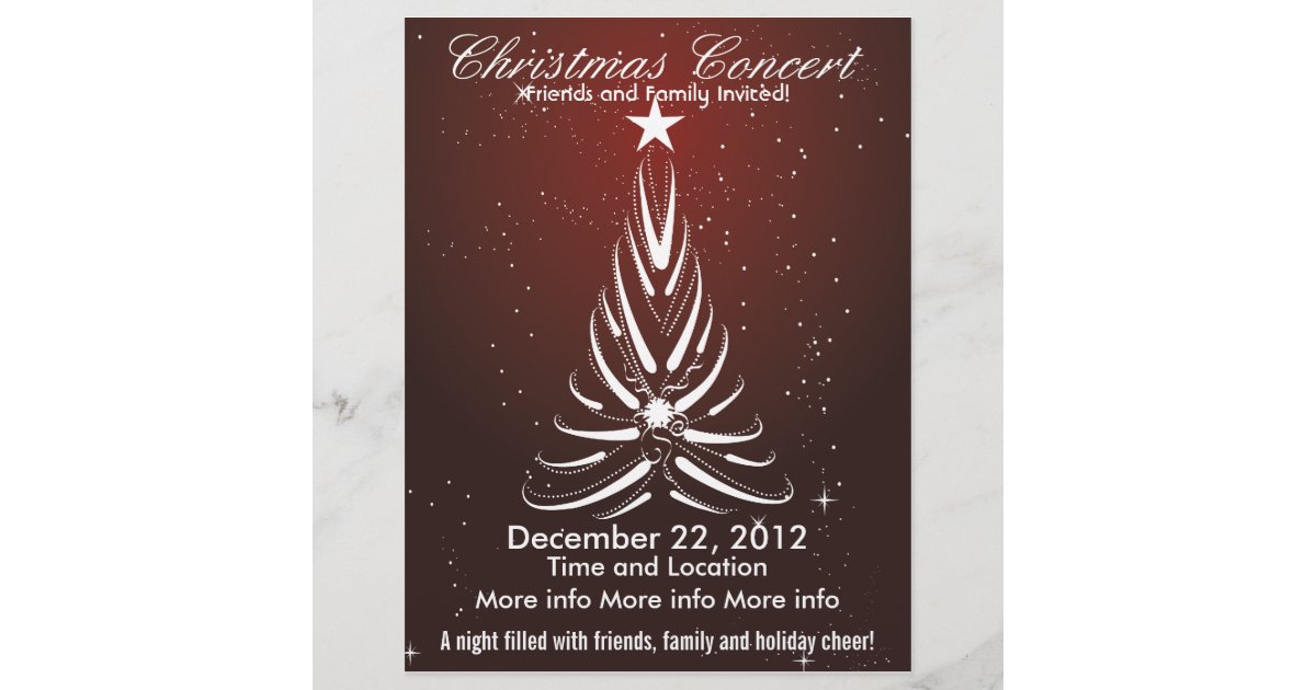 Christmas Concert White Tree Flyer | Zazzle
