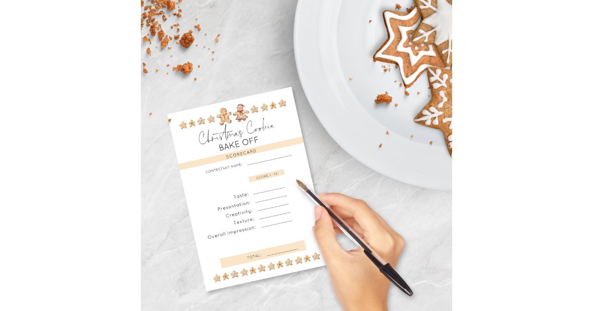 Christmas Cookie Bake Off Party Scorecard Card | Zazzle