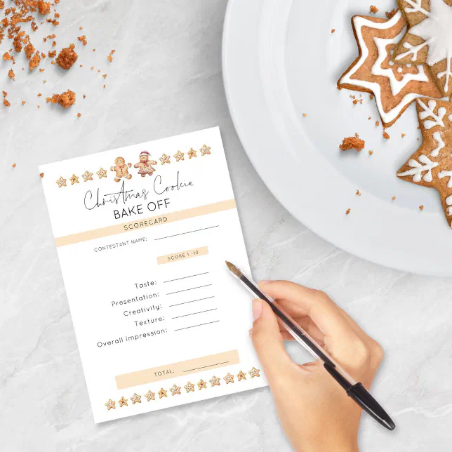 Christmas Cookie Bake Off Party Scorecard Card | Zazzle