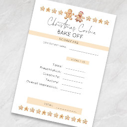 Christmas Cookie Bake Off Party Scorecard Card | Zazzle