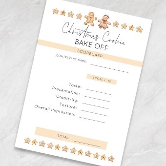 Christmas Cookie Bake Off Party Scorecard Card | Zazzle